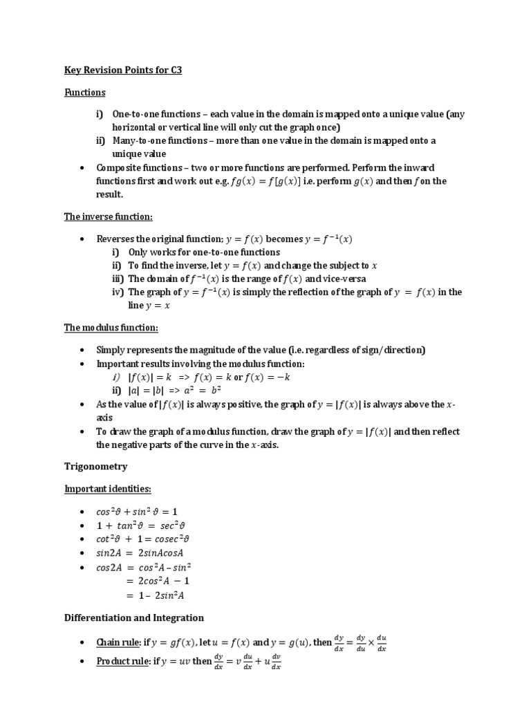 Advanced Math Revision Guide | PDF