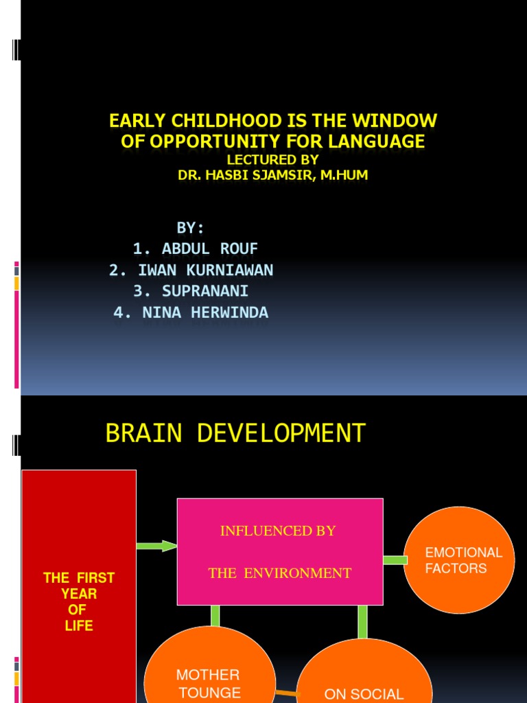Dr. Hasbi Sjamsir,. Early Childhood Is The Window of Opportunity For ...