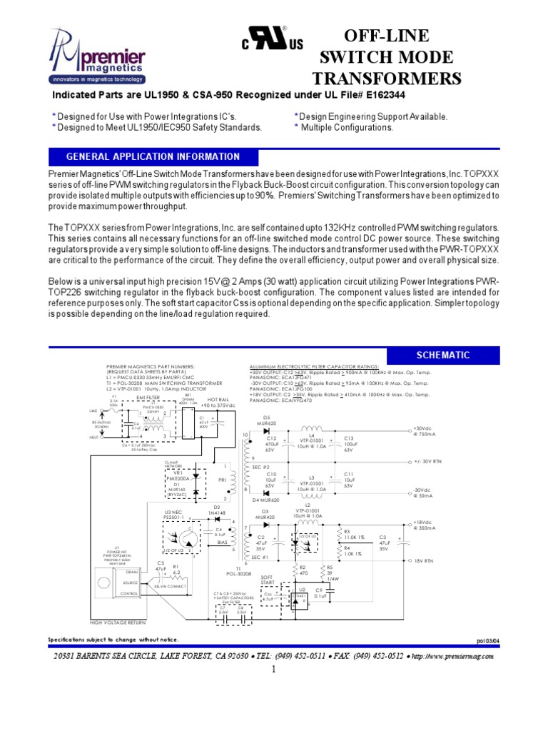Aplication Note For TOP Switch | PDF | Amplifier | Transformer