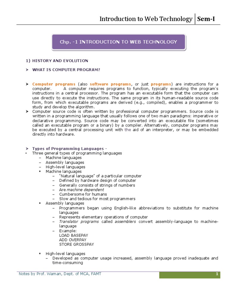 Introduction To Web Technology | PDF | Dynamic Web Page | Hypertext