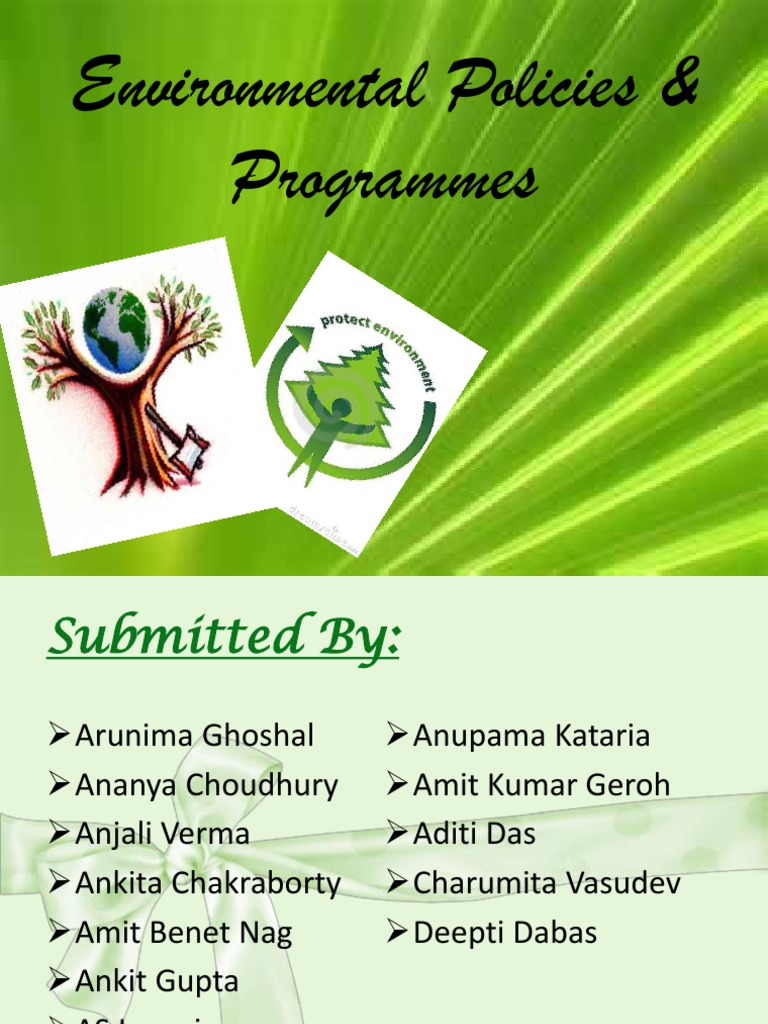 Environmental Policies & Programmes in India | PDF | Conservation ...