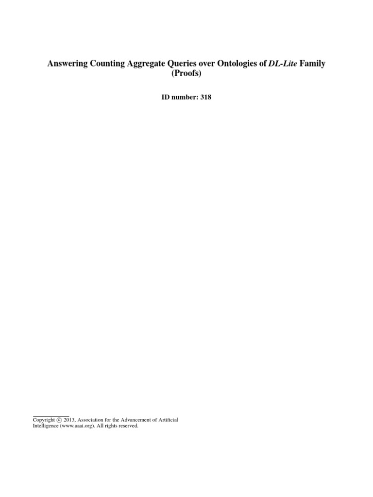 Answering Counting Aggregate Queries Over Ontologies of DL-Lite Family (Proofs) | PDF ...