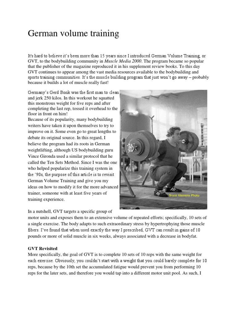 German Volume Training | PDF | Weight Training | Recreation