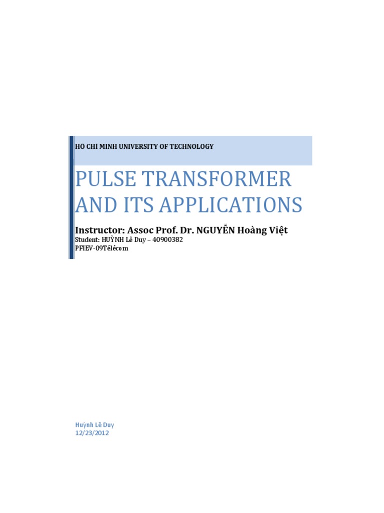 Pulse Transformer and Its Applications | PDF | Transformer ...