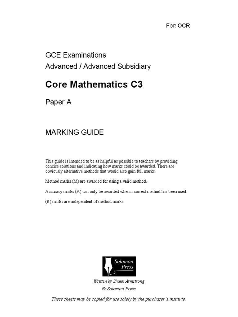 Solomon Paper 1 c3 Answers | PDF | Mathematical Analysis ...