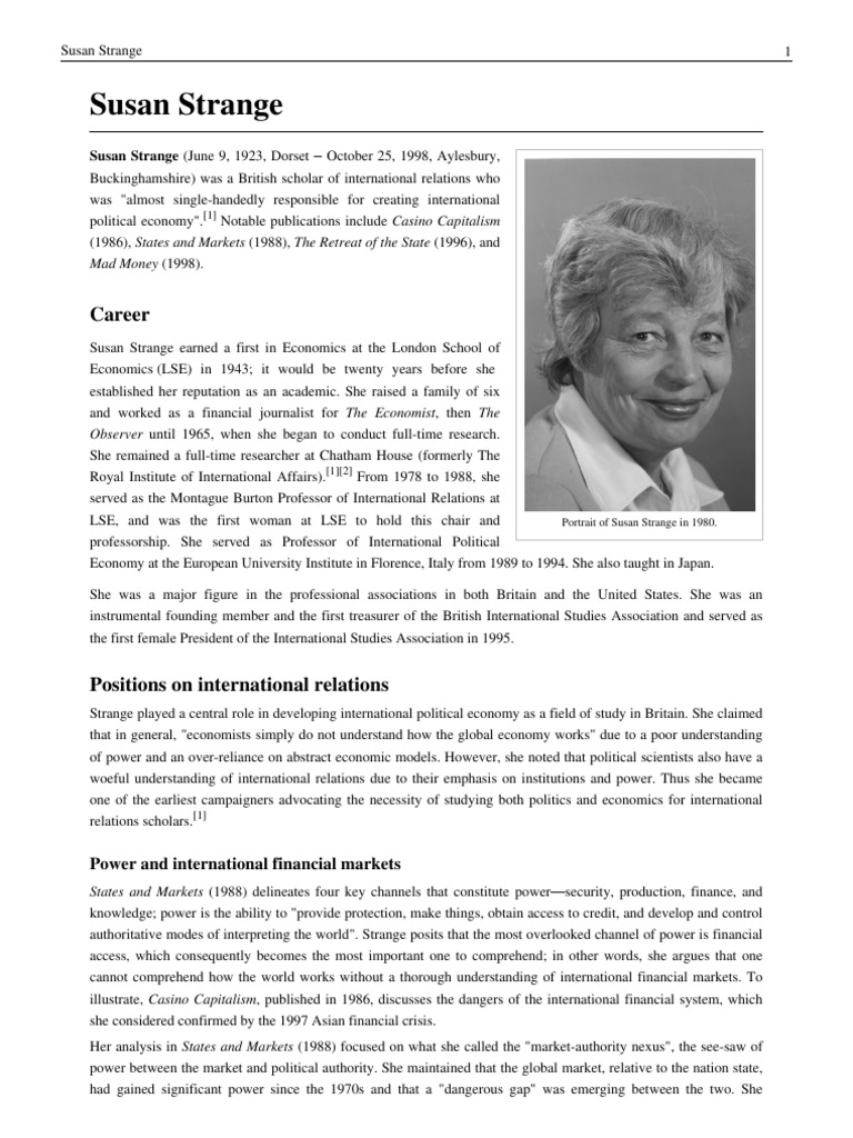 Susan Strange | PDF | Political Science | Economies