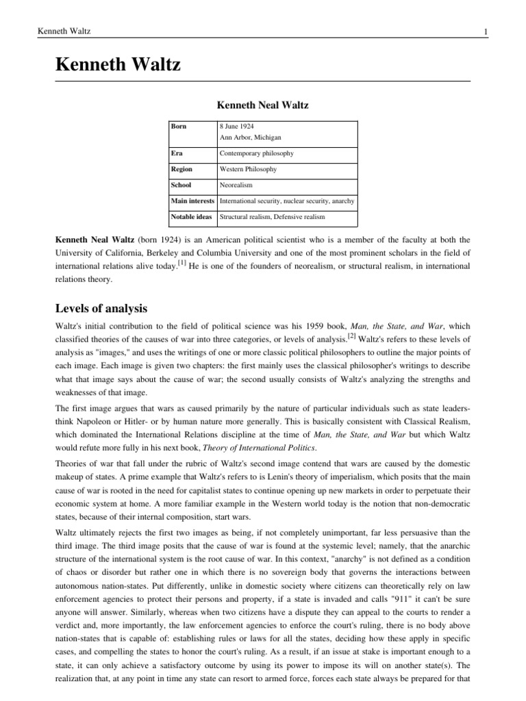 Kenneth Waltz | International Relations | International Politics