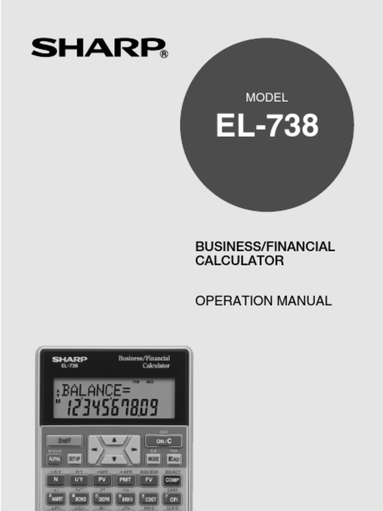 Sharp Financial Calculator Manual EL738 | Present Value | Interest