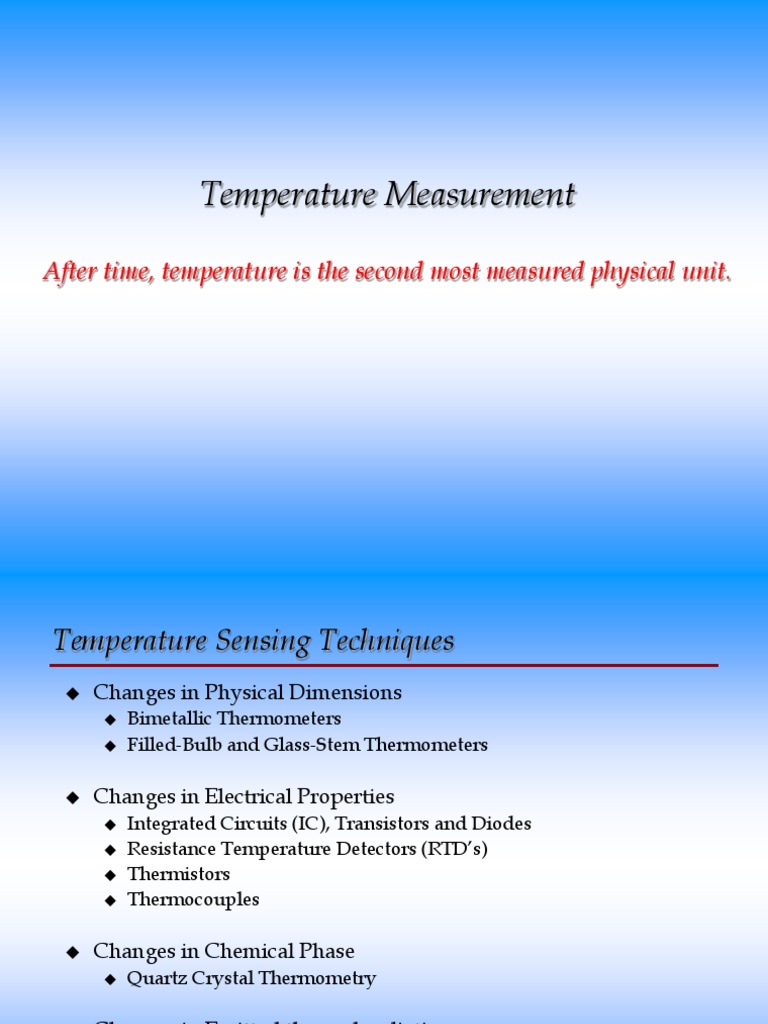 Temperature Measurement - Pps | PDF | Thermocouple | Thermometer