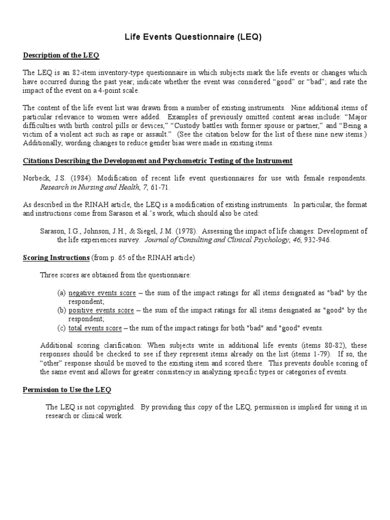 Life Events Ques | PDF | Family | Marriage