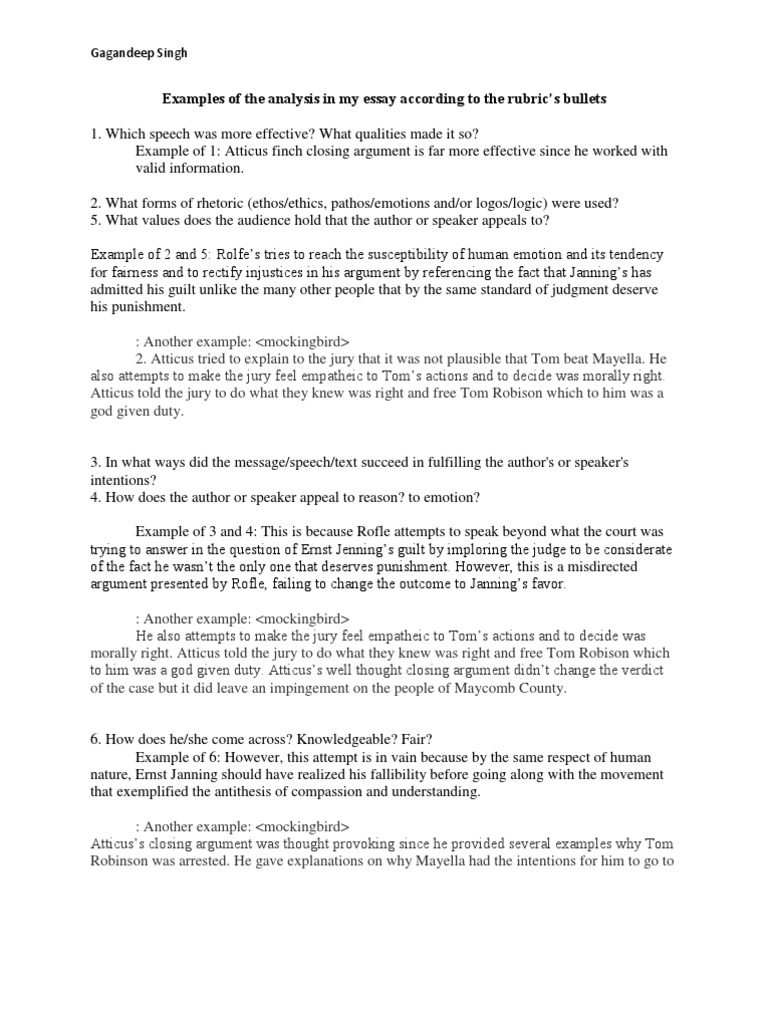 Atticus finch speech techniques speaker