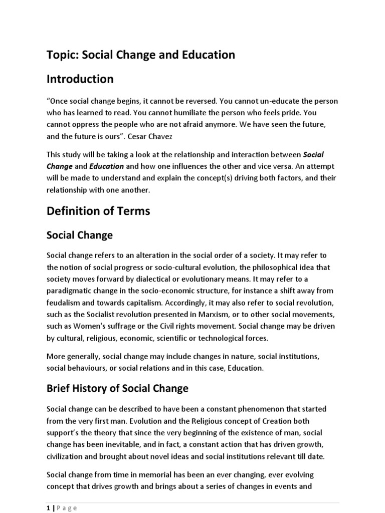 Social Change and Education | Educational Technology | Primary Education