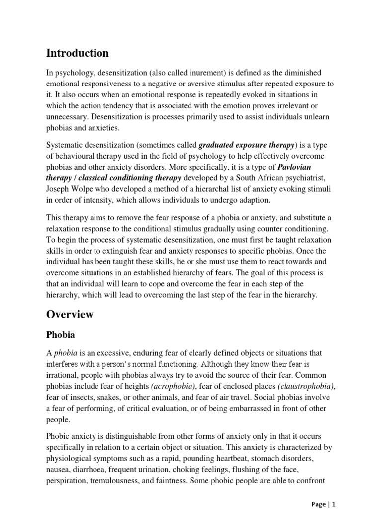 Systematic Desensitization | PDF | Phobia | Classical Conditioning
