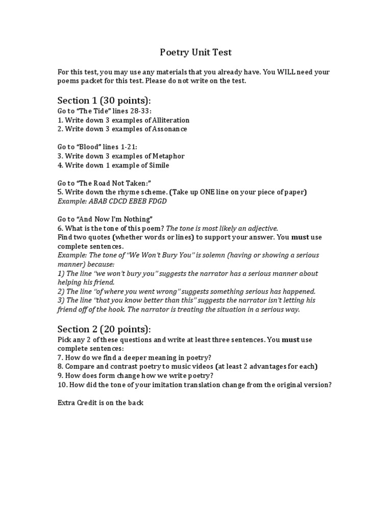 Poetry Test | Download Free PDF | Poetry | Writing