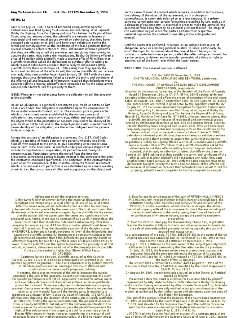 Commodatum, Is Commonly Referred To As A Real Contract. in A Solemn ...