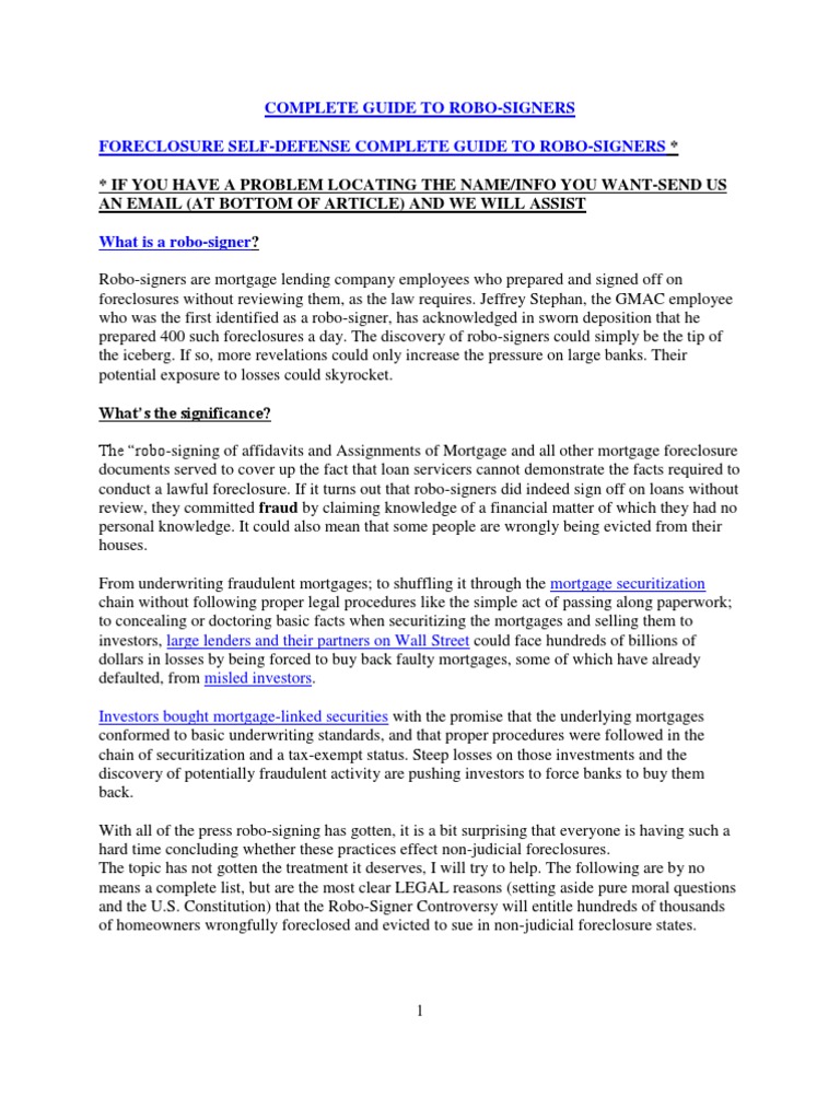 Complete Guide To Robo Signers | PDF | Deed Of Trust (Real Estate ...
