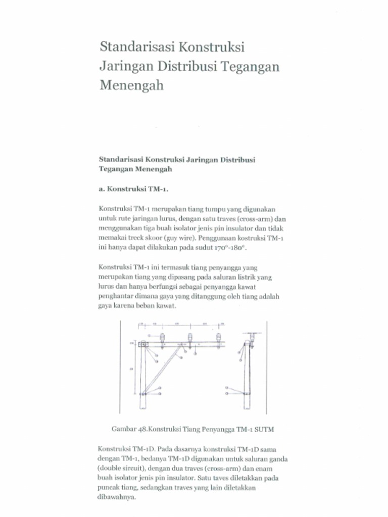 Standard Konstruksi Jaringan Distribusi Tegangan Menengah | PDF