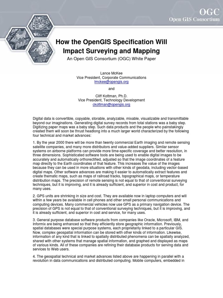 How The OpenGIS Specification Will Impact Mapping | PDF | Geographic Information System ...