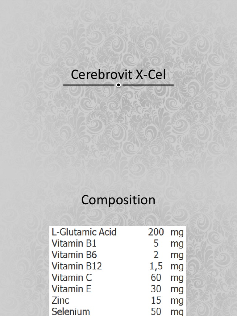 Cerebrovit X-Cel | PDF | Glutamic Acid | Folic Acid