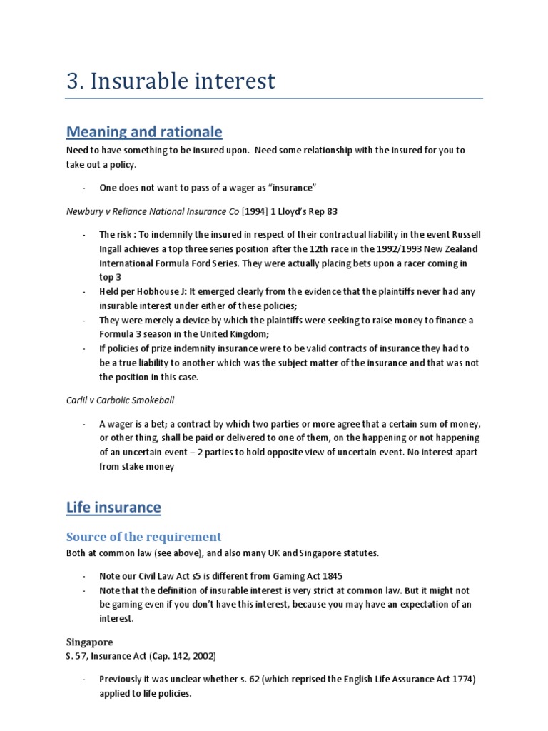 Insurable interest requirements and exceptions | PDF | Insurance ...