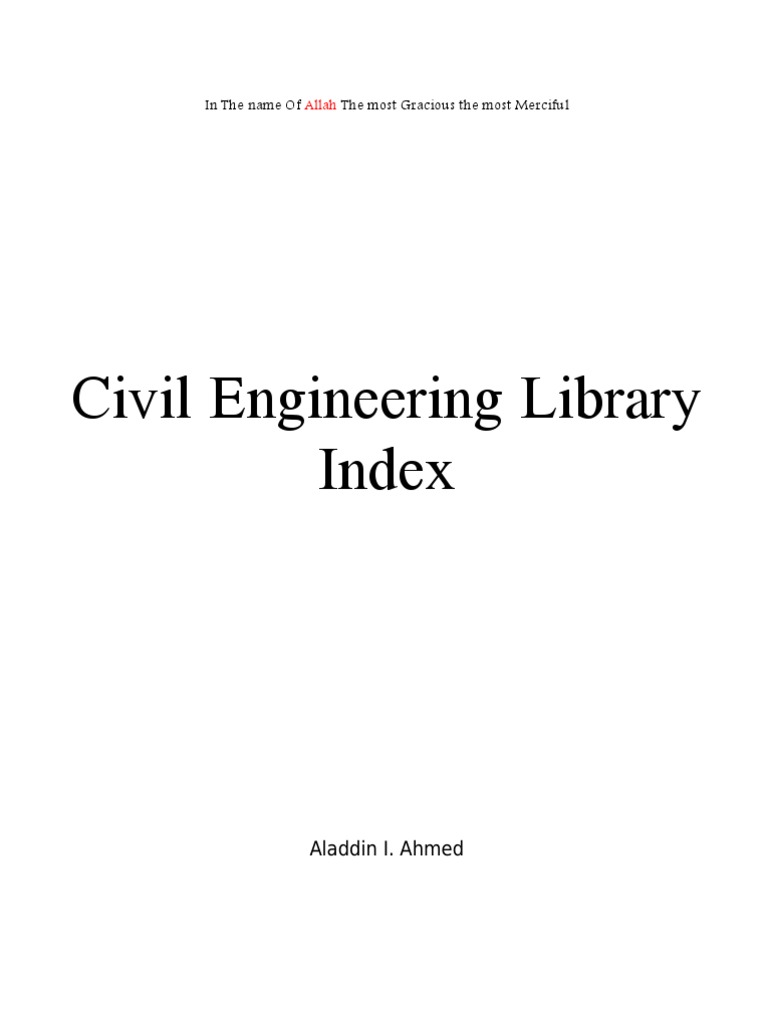 Civil Engineering Library Index PDF | PDF
