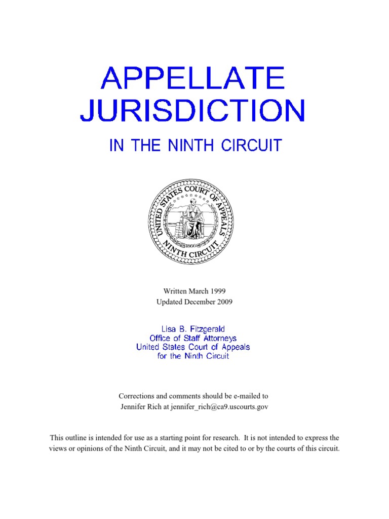 Ninth Circuit Appellate Jurisdiction Outline - 9th Circuit | PDF ...