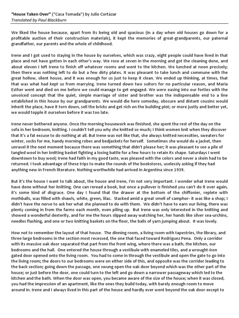 Julio Cortazar - House Taken Over | Clothing (97 views)