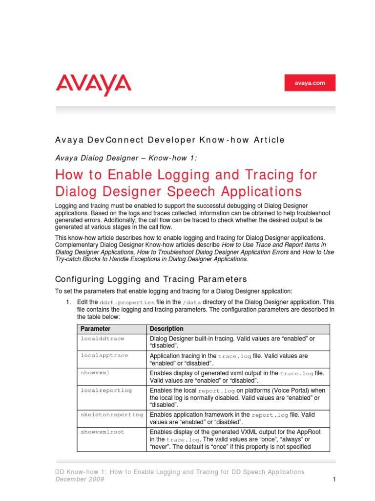 Avaya Dialog Designer Log and Trace Enable Procvess | PDF | Integrated Development Environment ...