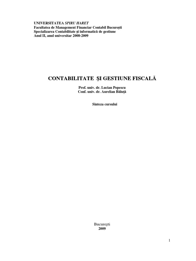 Contabilitate Si Gestiune Fiscala | PDF