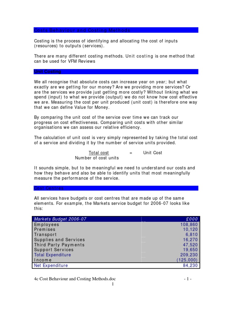 Costing Behaviour and Costing Methods | PDF | Output (Economics ...