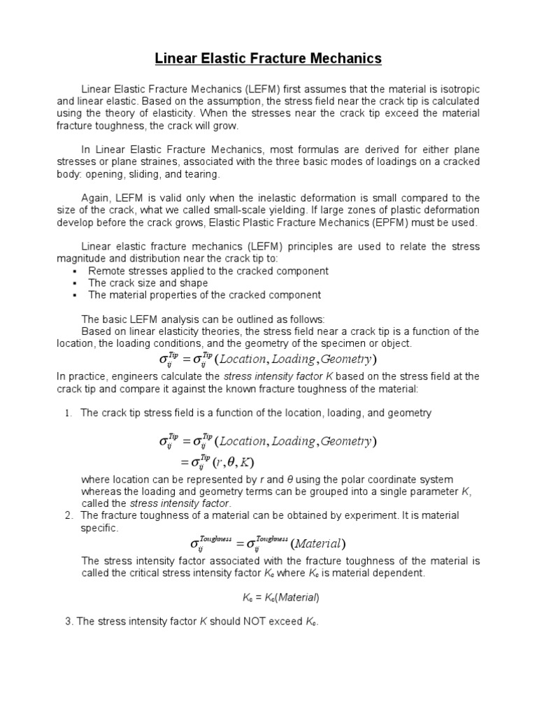 Linear Elastic Fracture Mechanics | PDF