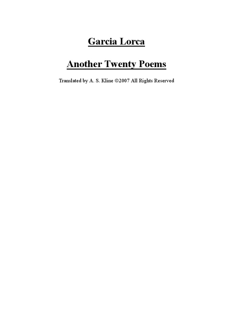 Poems, Federico Garcia Lorca | PDF | Nature
