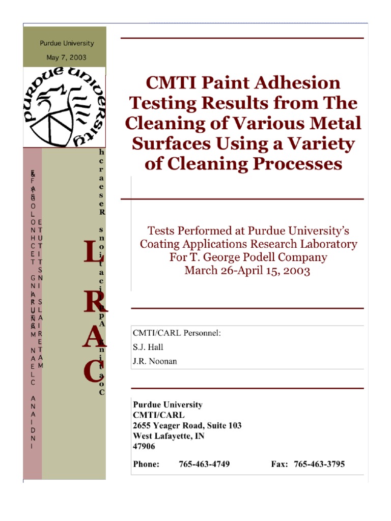 CPR Systems - CARL Labs Paint Adhesion Testing | PDF | Epoxy | Paint