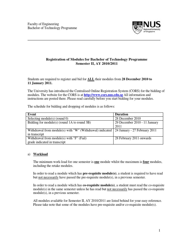 Nus | PDF | Academic Term | Fee
