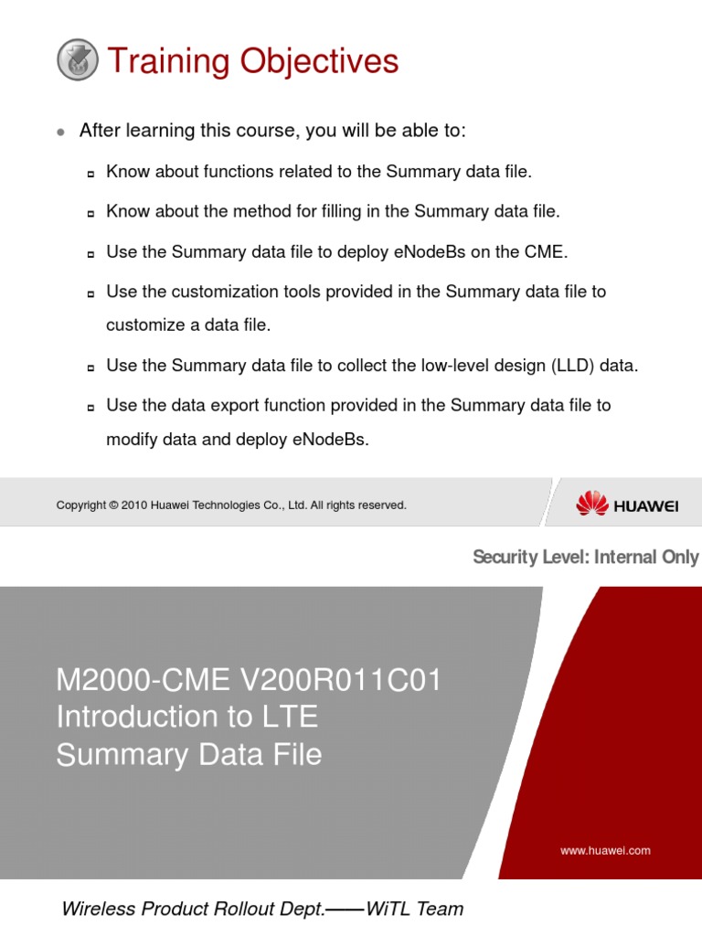 Training Document - Imanager M2000-CME V200R011 Introduction To LTE Summary Data File-20110823-B ...