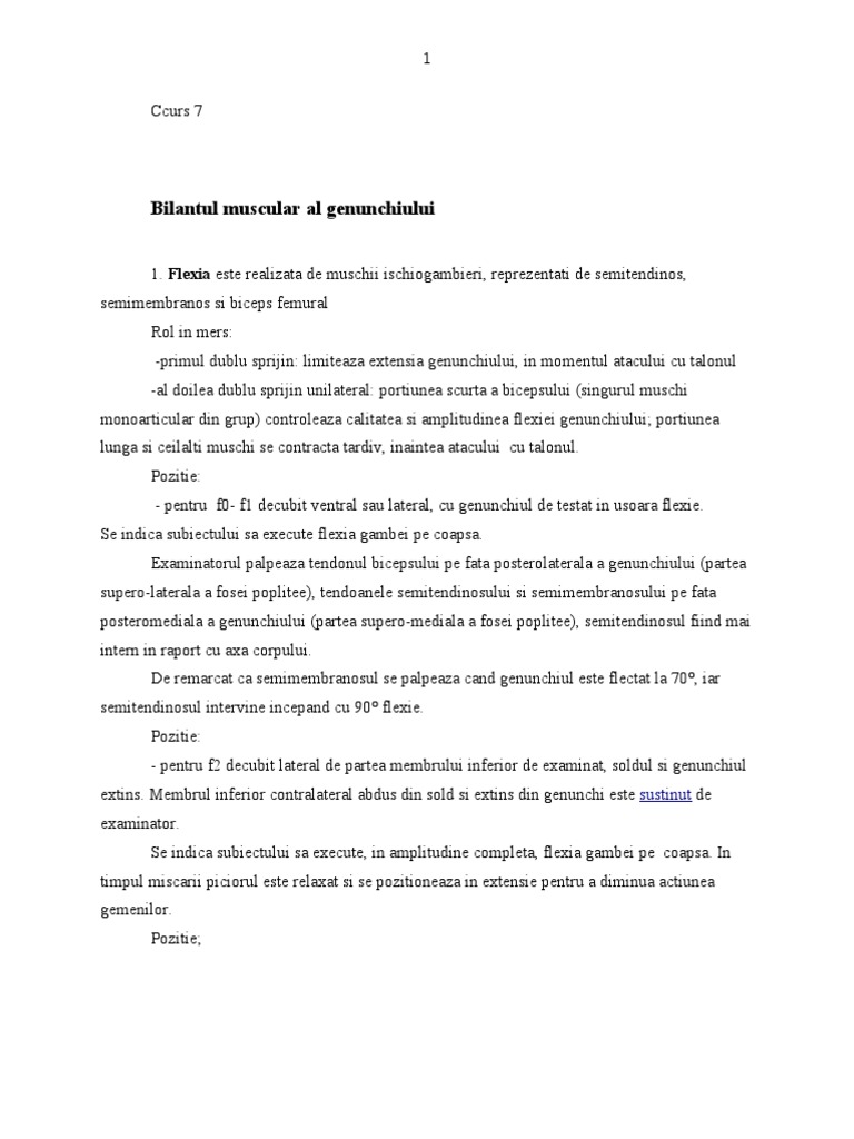 Bilantul Muscular Al Genunchiului | PDF