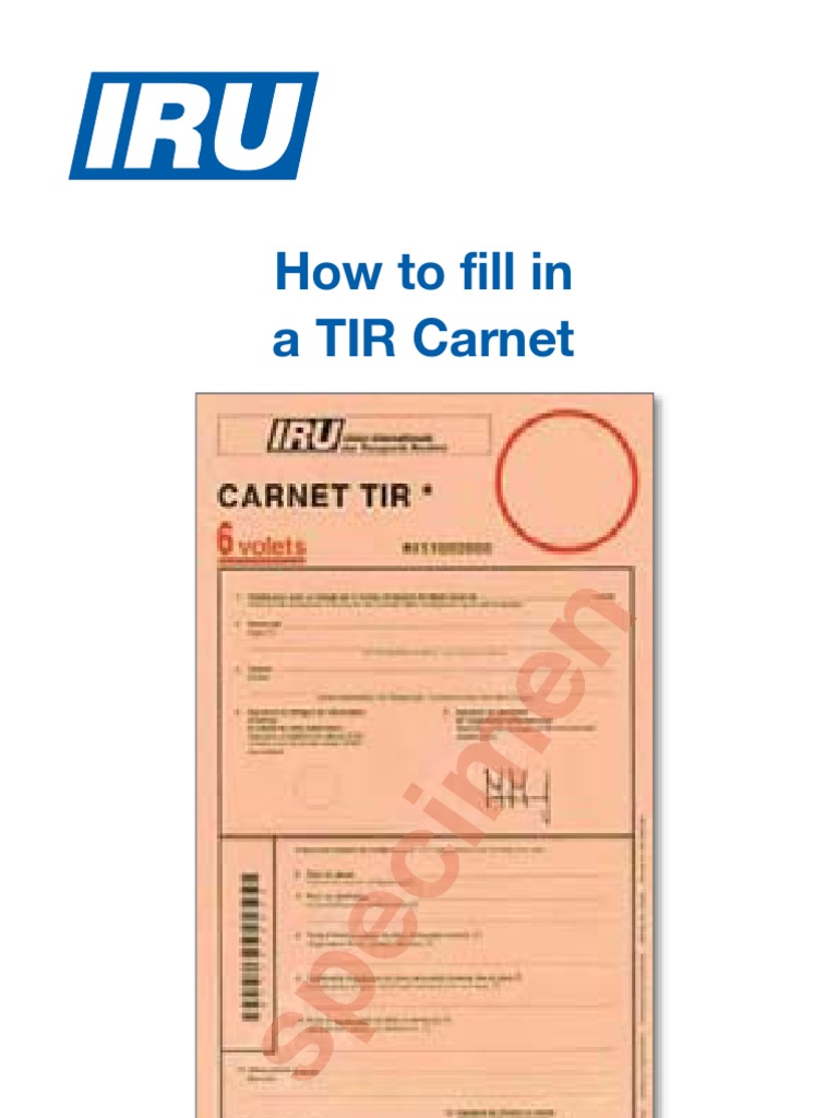 How to fill in a TIR Carnet | Identity Document | Vehicle Registration ...