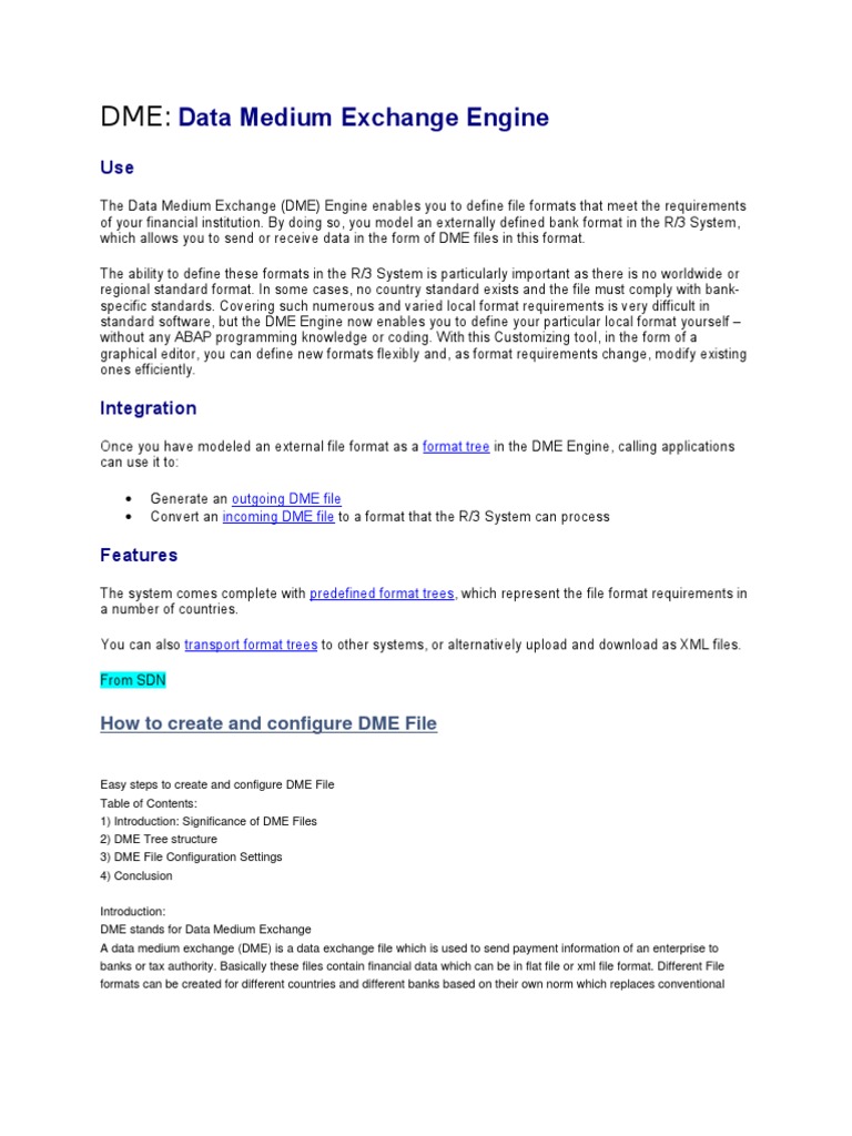 DME Data Medium Exchange Engine | PDF | File Format | Xml