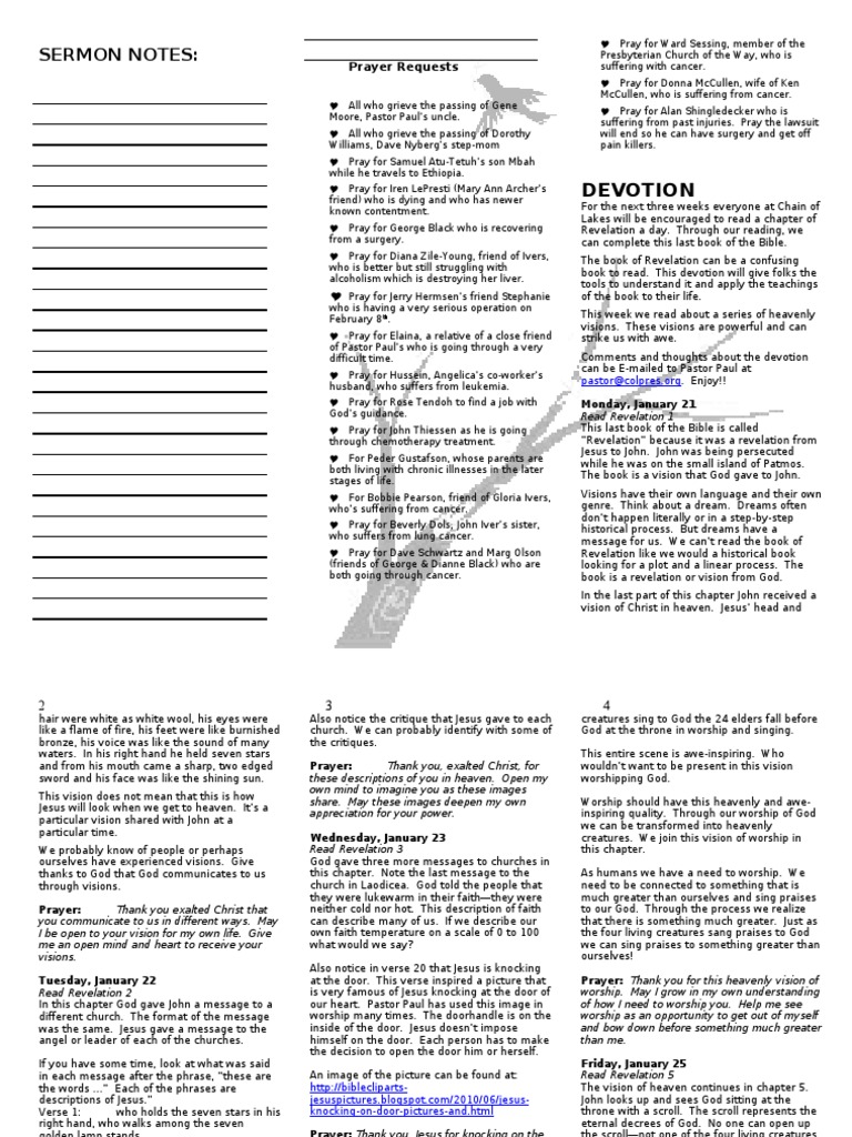 Sermon Notes:: Devotion | PDF | Book Of Revelation | Lamb Of God