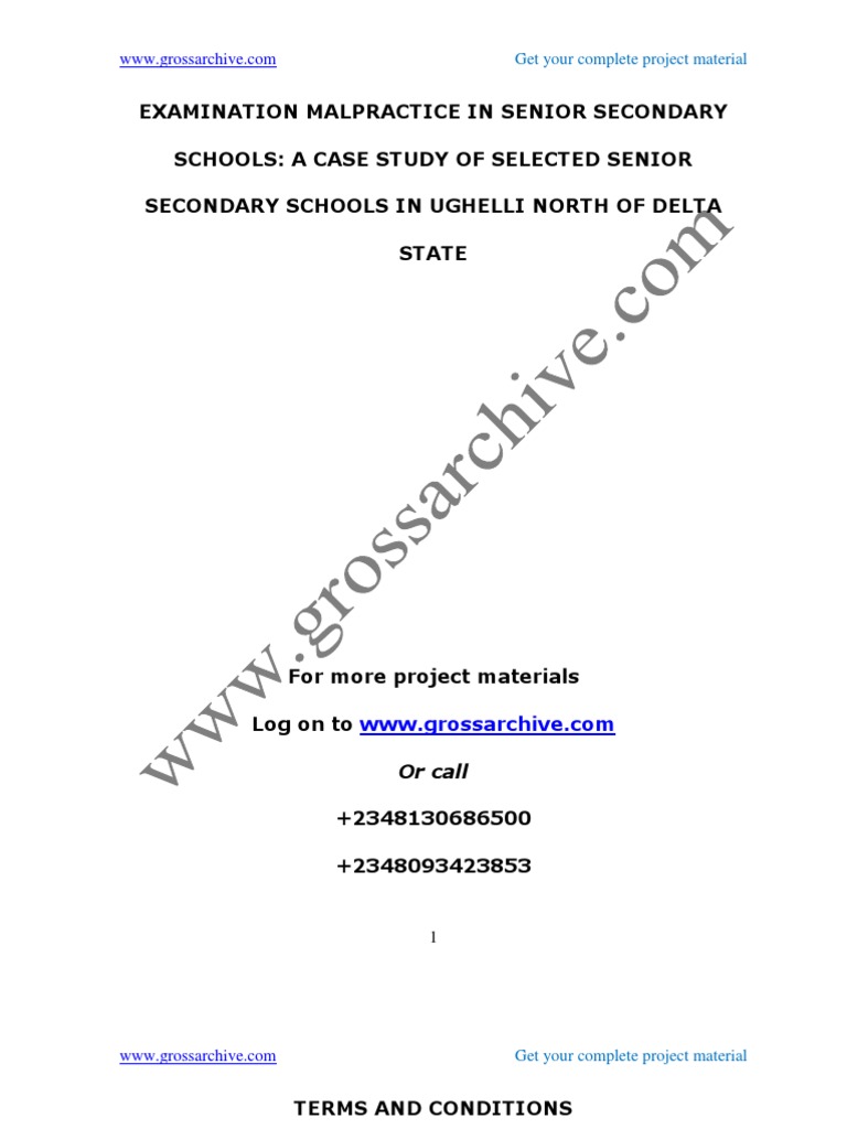 Examination Malpractice in Senior Secondary Schools | PDF | Test ...
