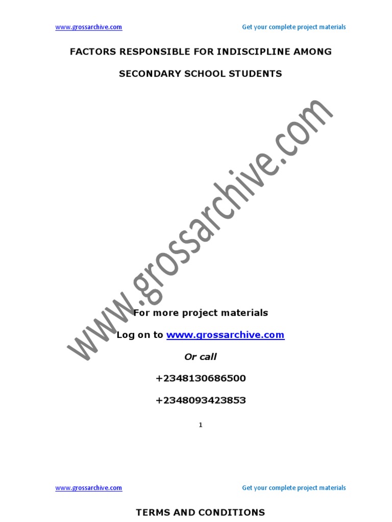 Factors Responsible For Indiscipline Among Secondary School Students ...