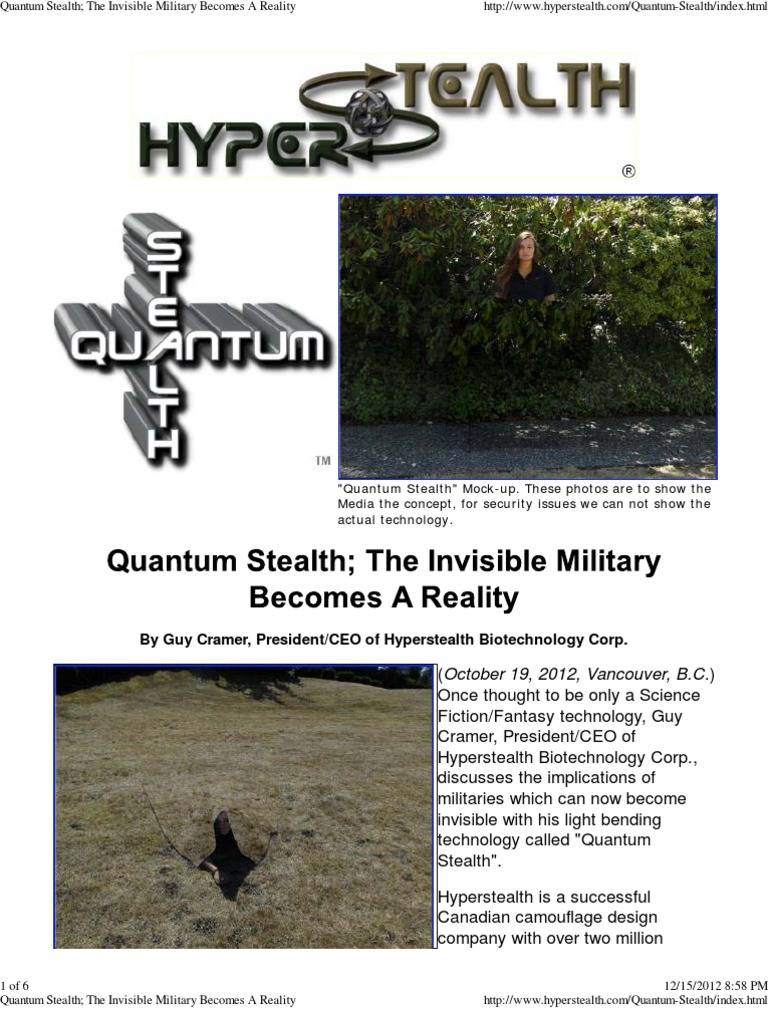 Quantum Stealth Cloak | PDF | Tanks | Sniper