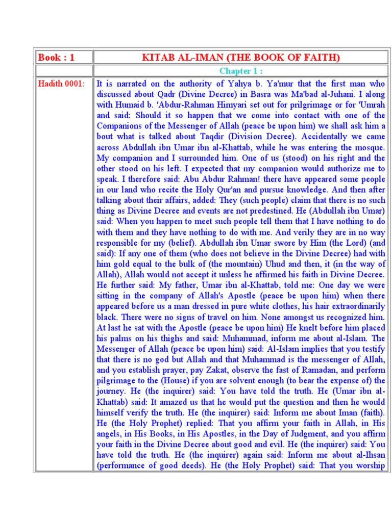 Sahih Muslim Hadiths Book 1 | PDF | Islamic Texts | Islamic Philosophy