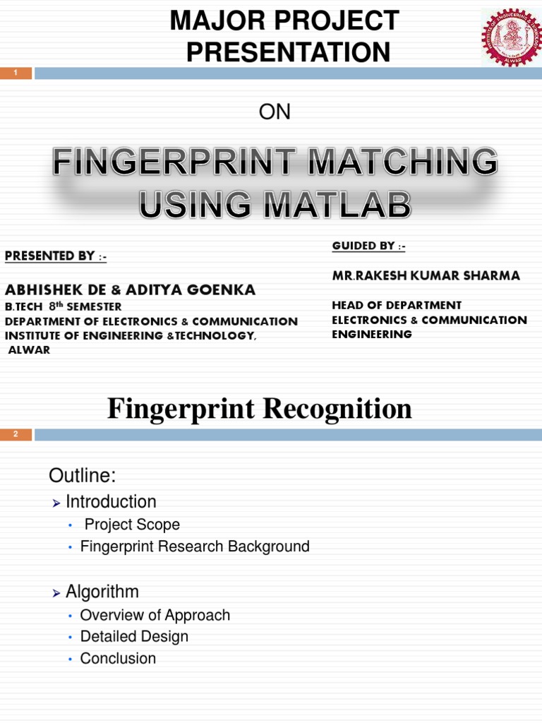 Fingerprint Recognition Using Matlab Pdf Signal Processing Areas Of Computer Science