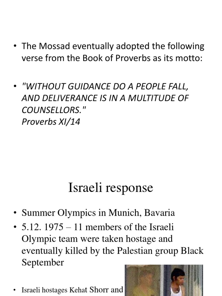 The Mossad Eventually Adopted The Following Verse From The Book of ...