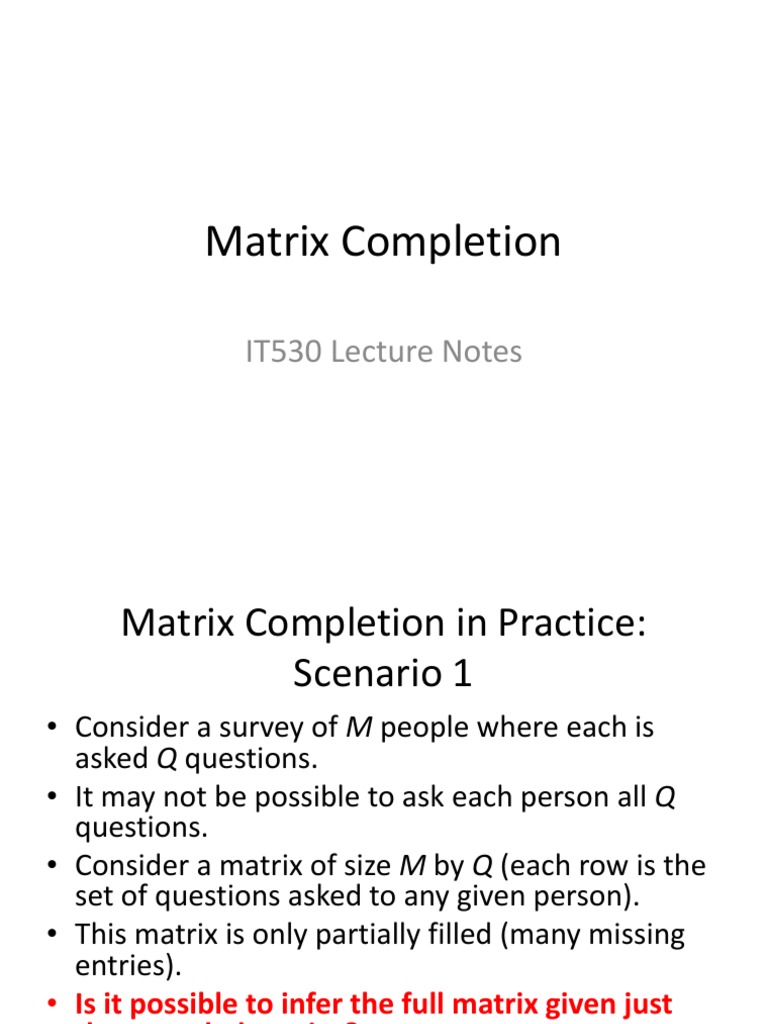 Matrix Completion | PDF | Matrix (Mathematics) | Linear Algebra