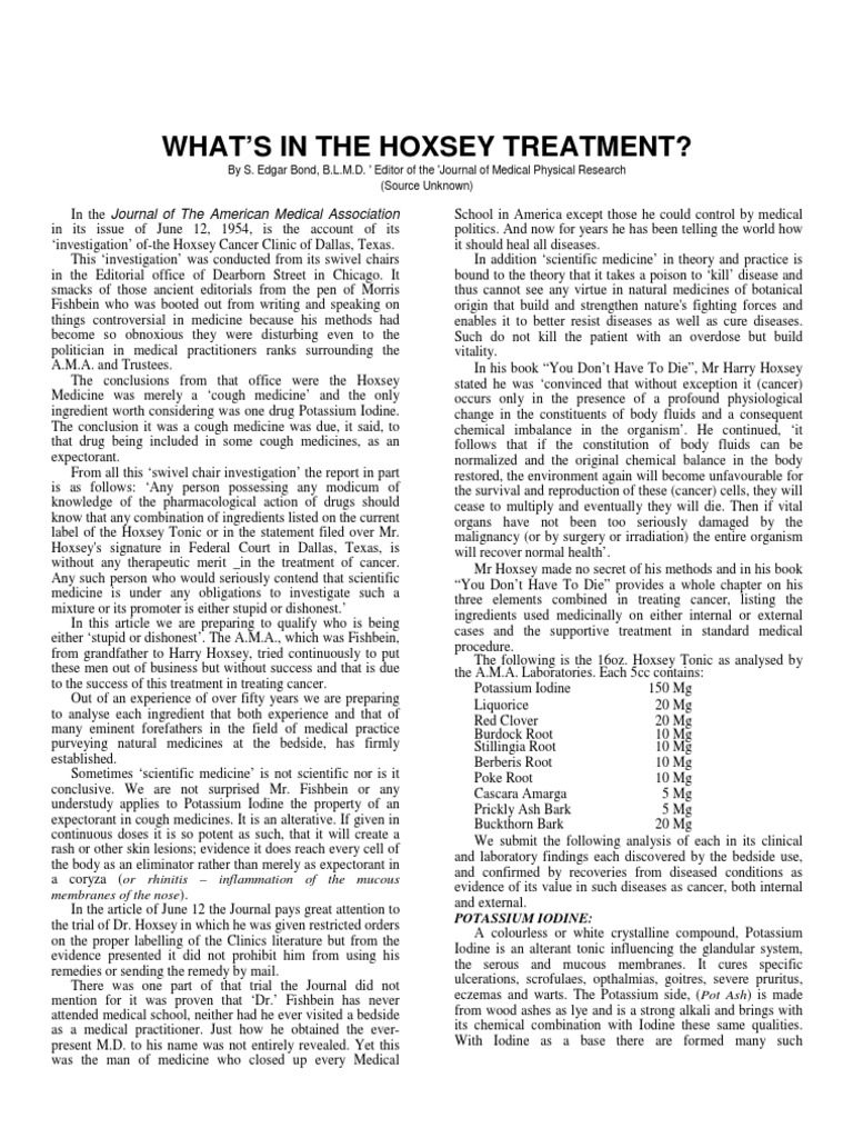 Hoxsey Treatment | PDF | Cancer | Pharmaceutical Drug