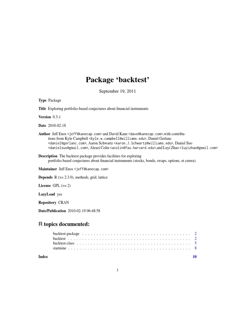 Package Backtest R Topics Documented Pdf Array Data Structure Quantile 