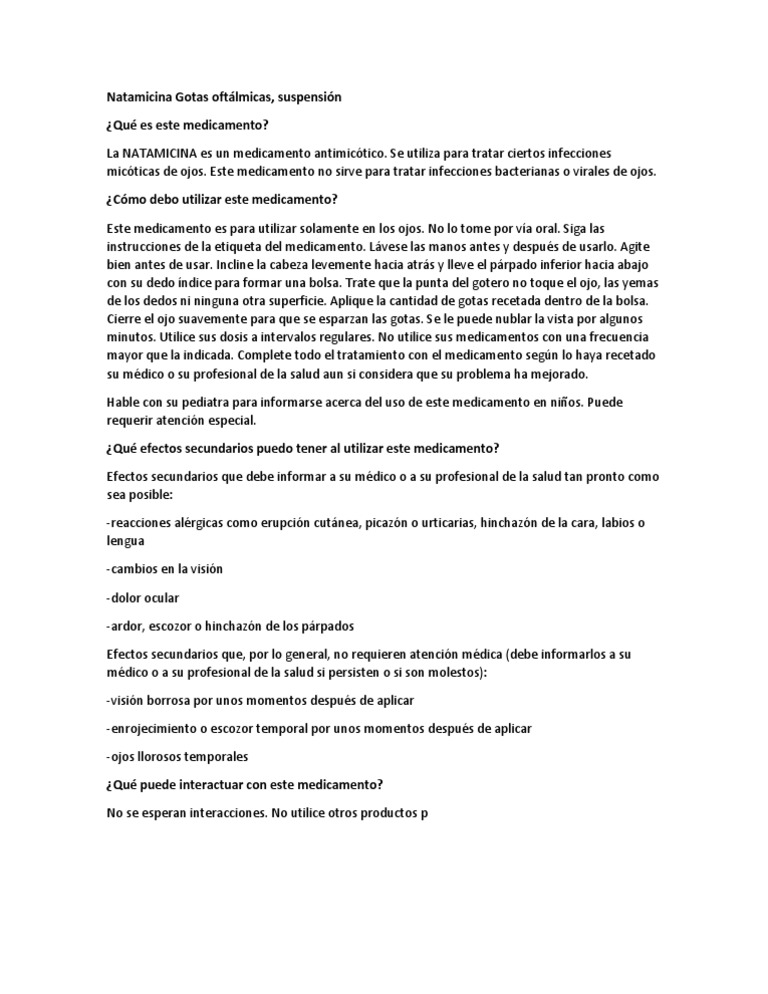 Natamicina Gotas Oftálmicas | PDF