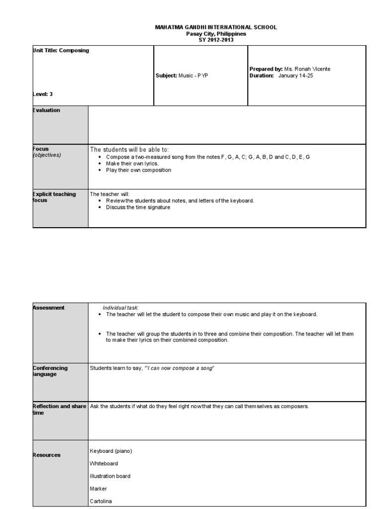 Music Composition Unit Overview | PDF